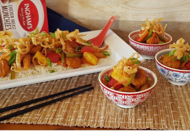 Sweet & Sour Chicken Munchies with Crunchy Wonton Noodles - Real ...